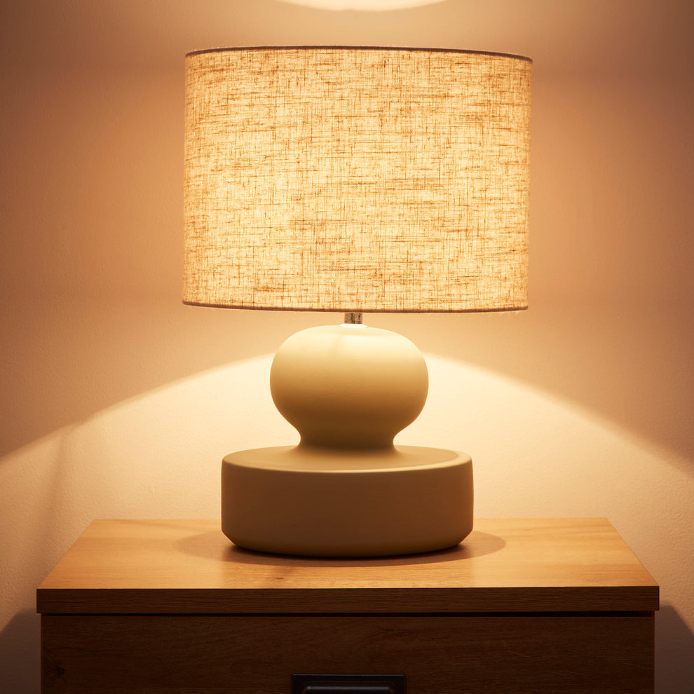 Lia Ceramic Table Lamp With Ivory linen Shade Available in Sage Green ...